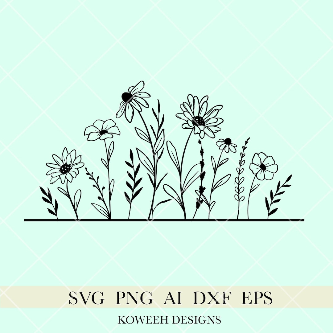 Wildflower Border Svg, Floral Svg, Wildflowers Svg, Floral Border Svg ...