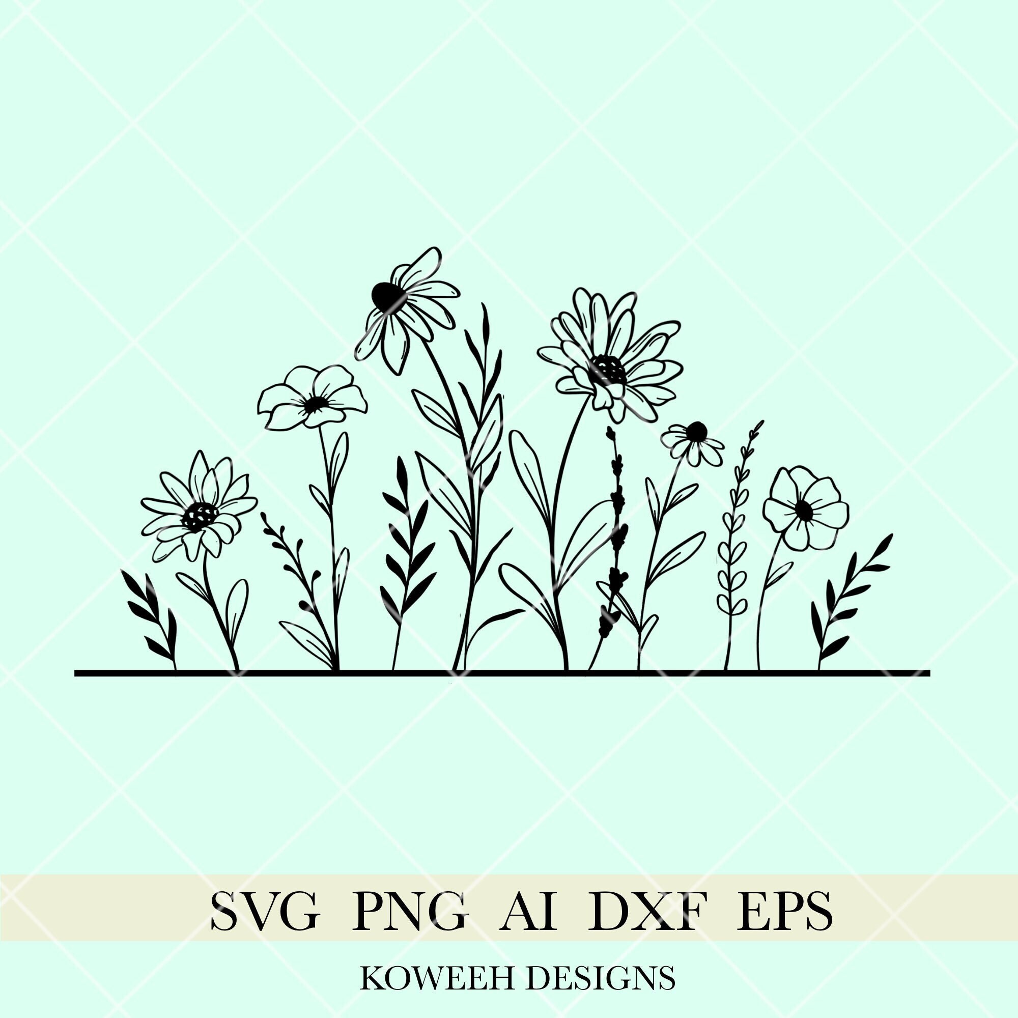 Wildflower Border Svg Floral Svg Wildflowers Svg Floral - Etsy