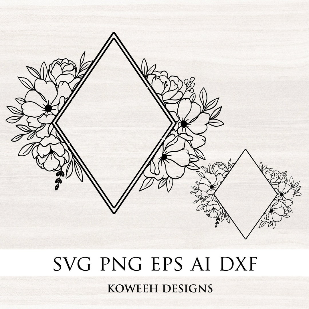 Floral Frame Svg, Diamond Frame Svg, Wedding Frame Svg, Floral Frame ...