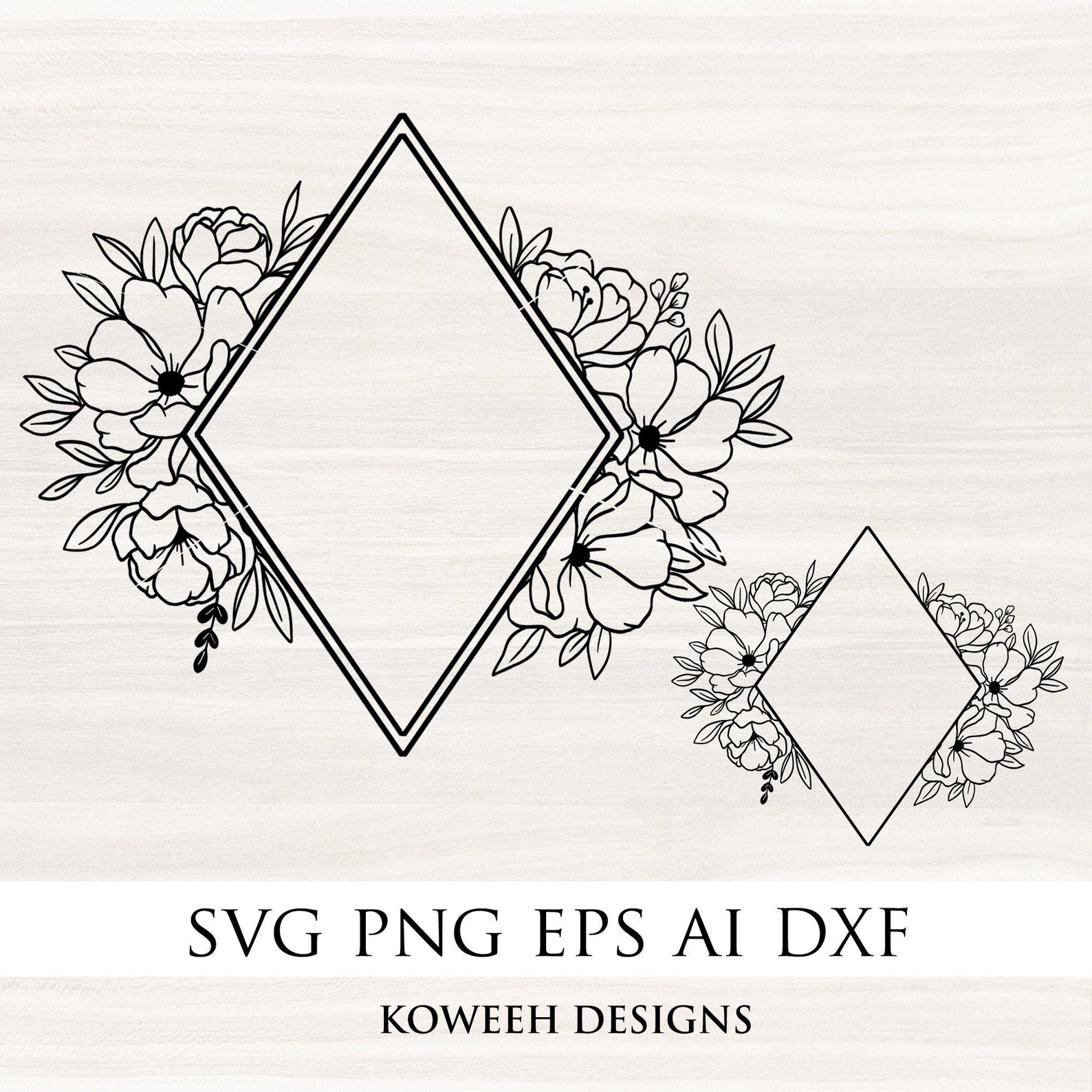 Floral Frame Svg Diamond Frame Svg Wedding Frame Svg Floral - Etsy