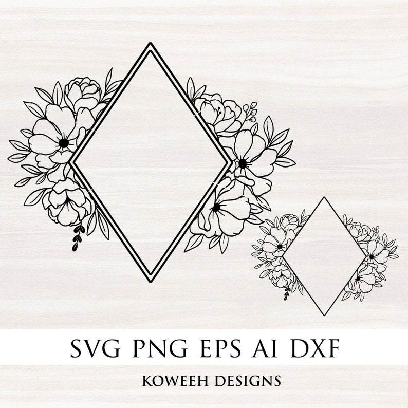 Floral Frame Svg Diamond Frame Svg Wedding Frame Svg Floral - Etsy
