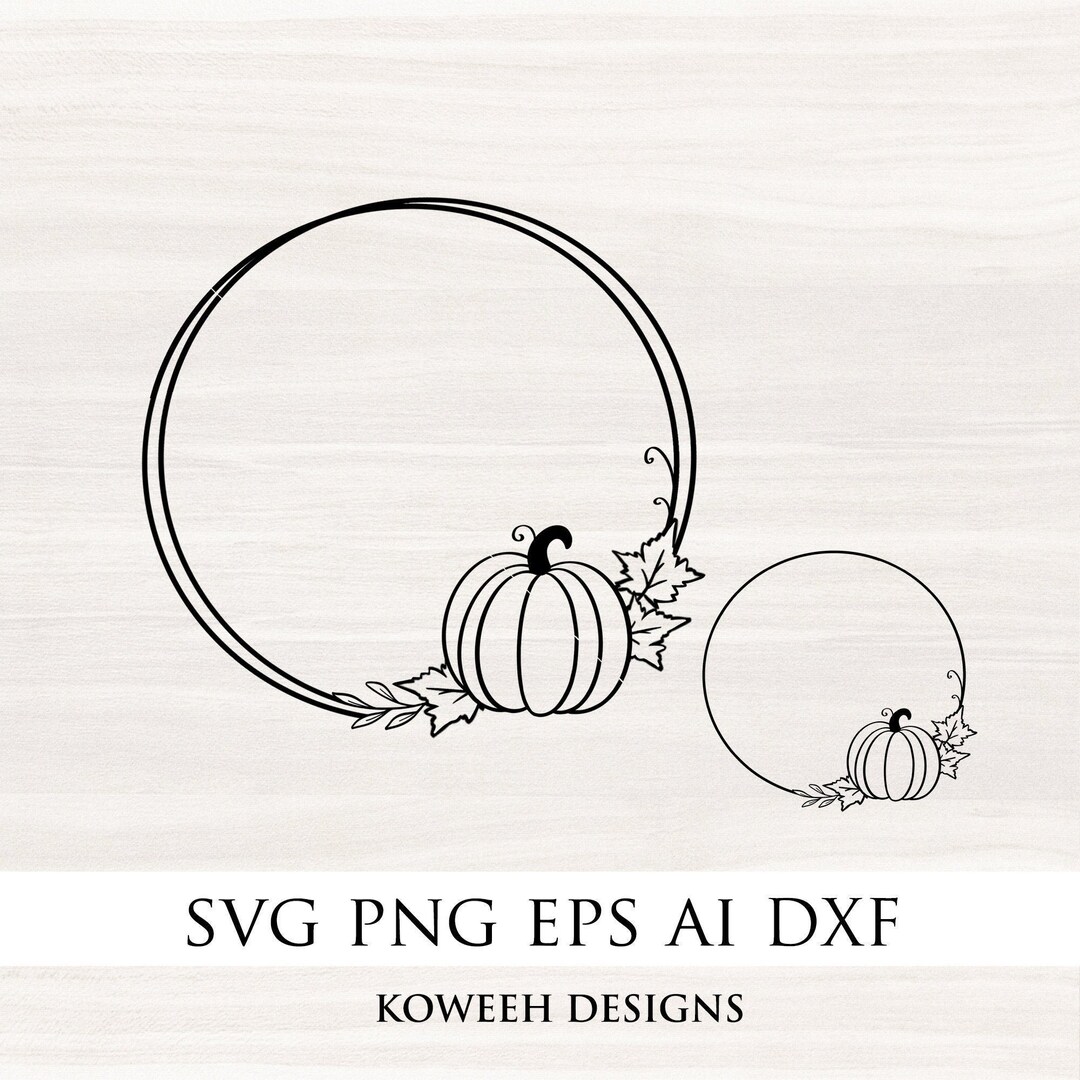 FALL WREATH SVG, Pumpkin Frame Wreath Svg, Fall Border Svg, Pumpkin ...