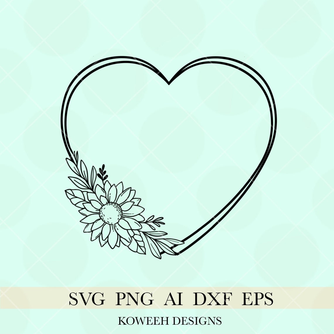 Sunflower Frame Svg Heart Frame Svg Floral Frame Svg Heart - Etsy