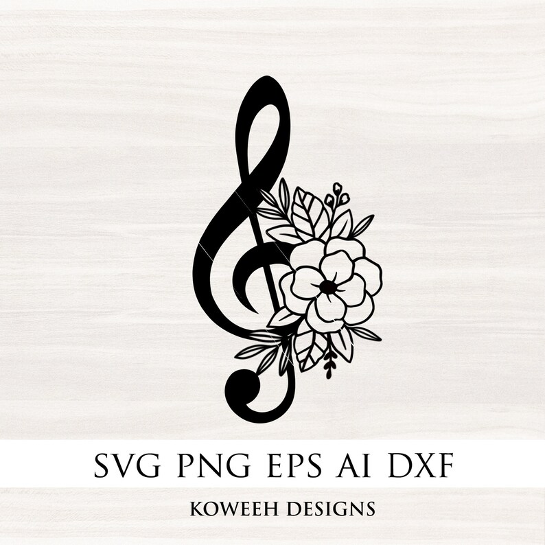 Musical SVG Floral Treble Clef Svg Treble Clef Svg Clef - Etsy