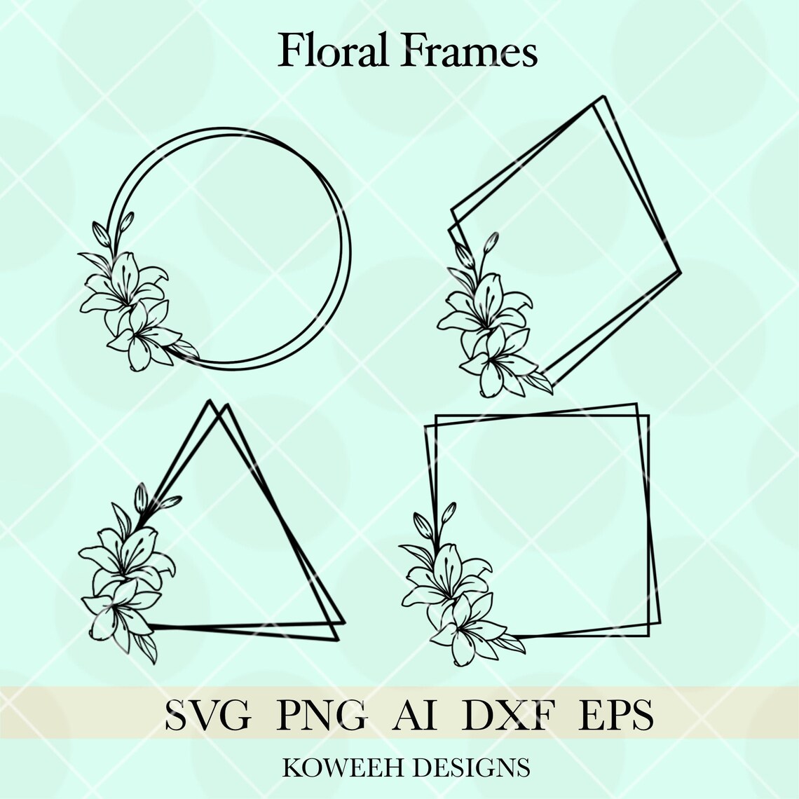 Floral Frame Svg Floral Frame Bundle Square Frame Svg - Etsy