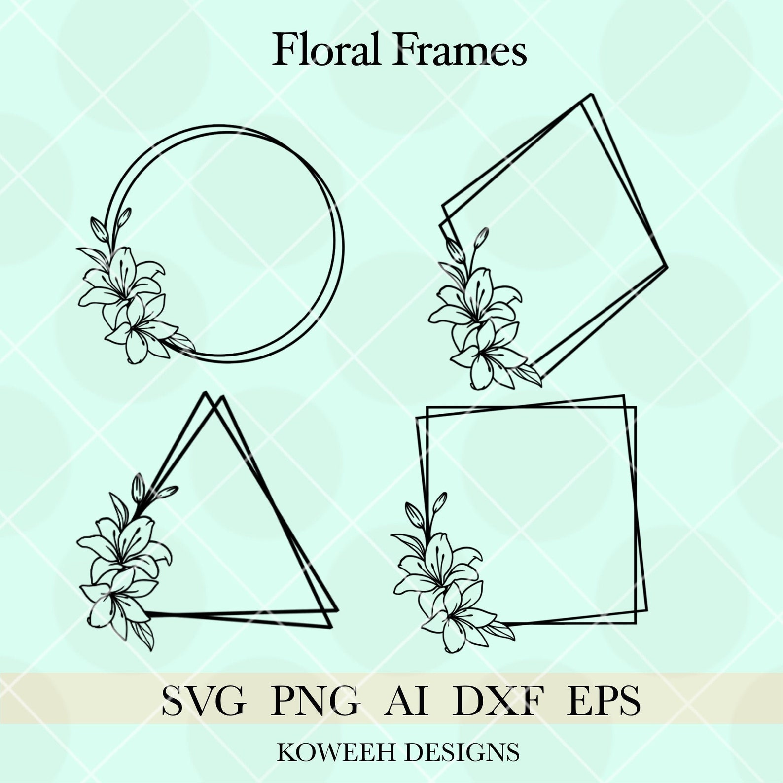 Floral Frame Svg Floral Frame Bundle Square Frame Svg - Etsy
