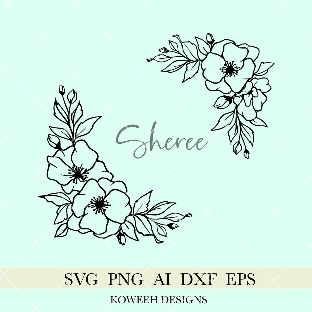 FLORAL BORDER Svg, Floral Corner Svg, Botanical Border Svg, Flower Cut ...