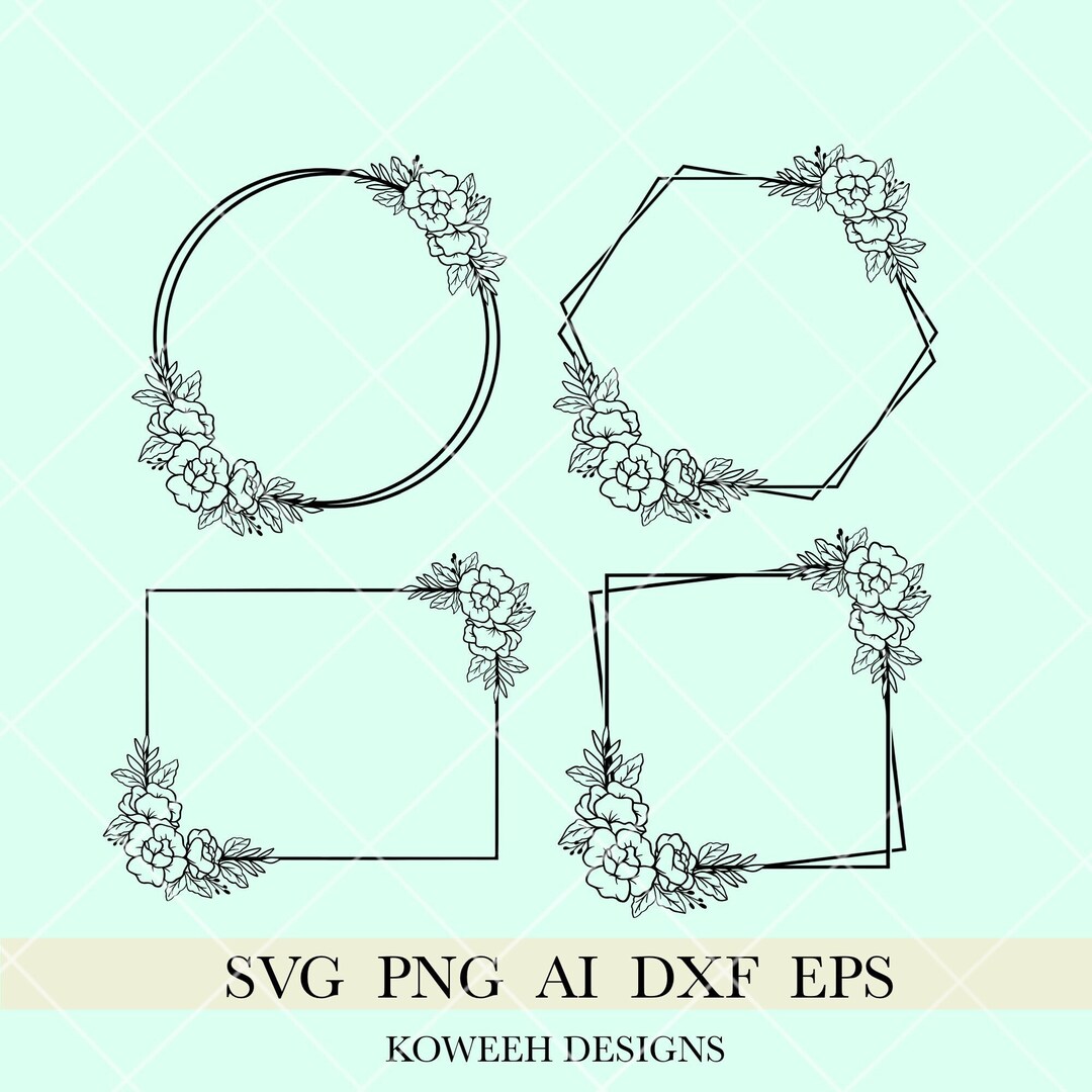 Floral Frame Svg Bundle, Floral Border Svg, Floral Frame Svg, Corner ...