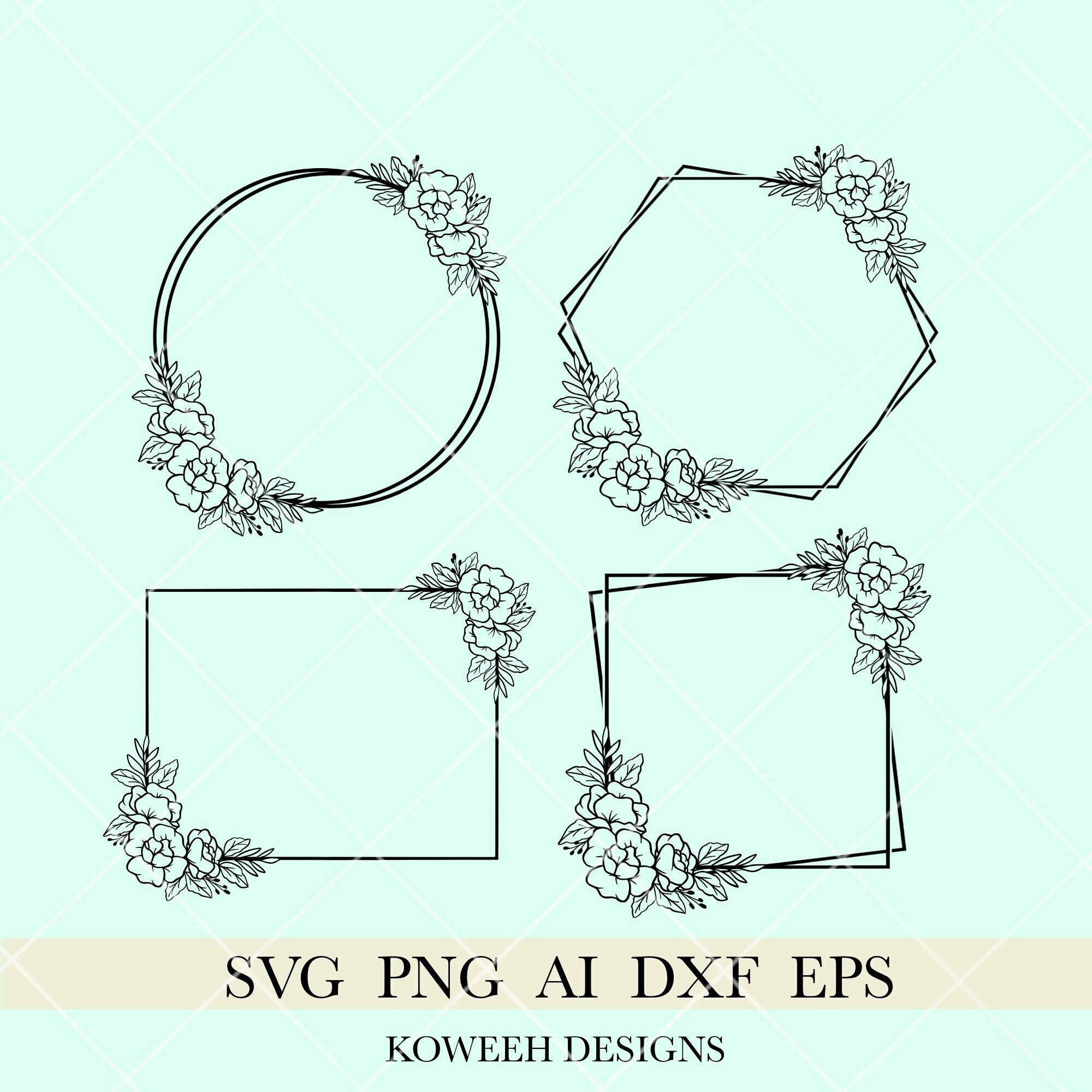 Floral Frame Svg Bundle Floral Border Svg Floral Frame Svg - Etsy