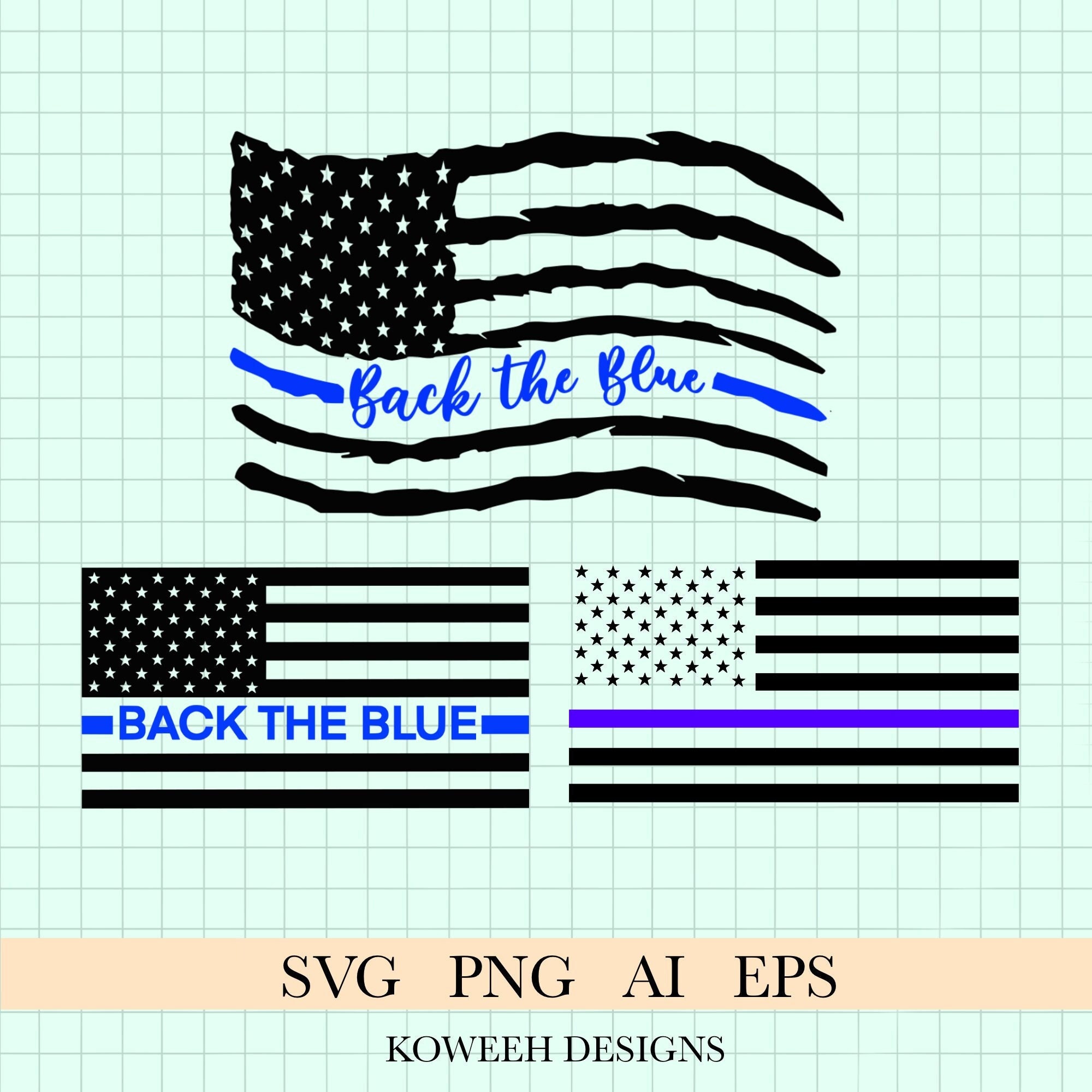 Back the Blue Flag Svg Thin Blue Line Flag Svg Police Flag - Etsy