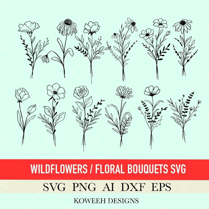 WILDFLOWERS Svg Floral Bouquet Svg Flowers Svg Floral Svg - Etsy