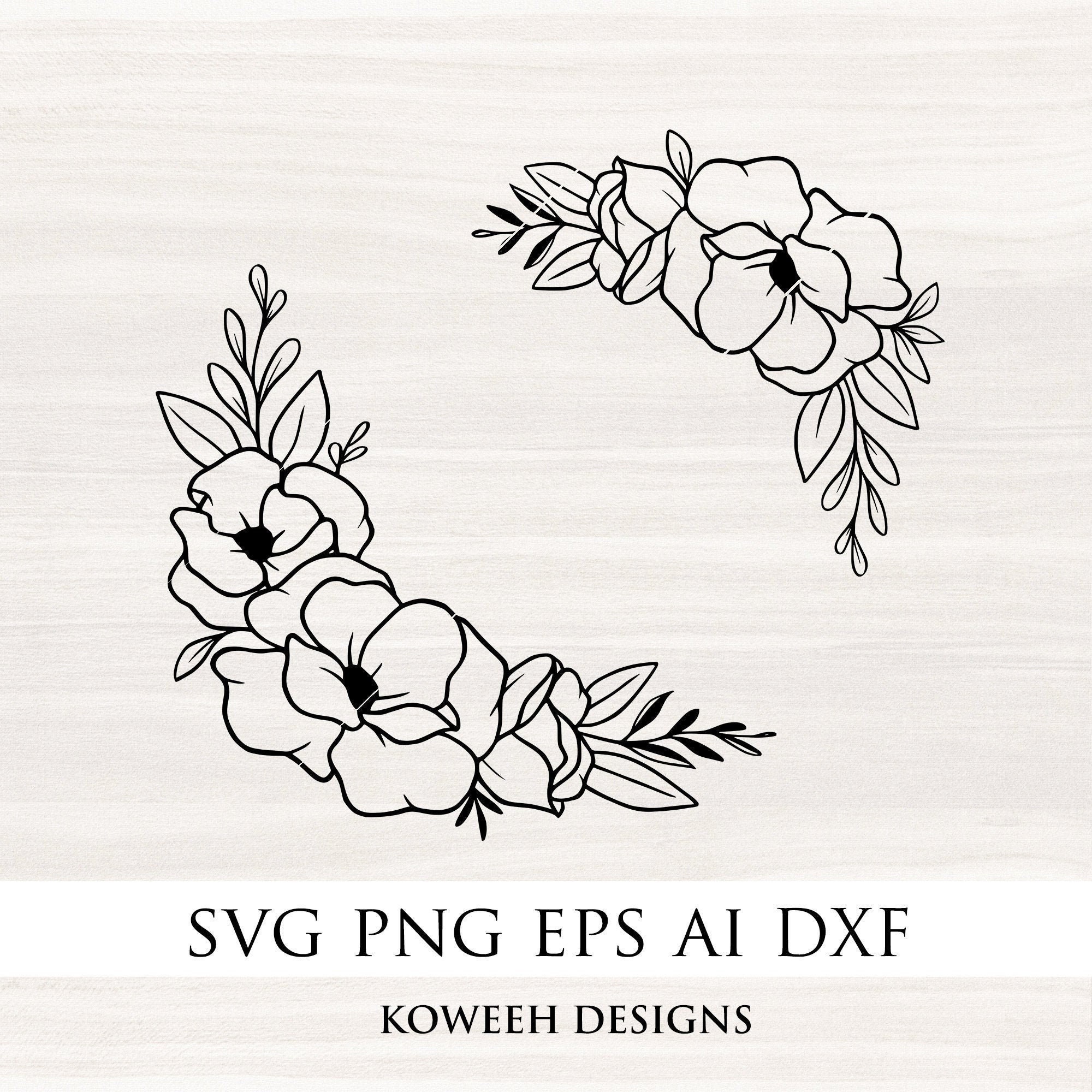 FLORAL BORDER Svg Flower Border Svg Floral Monogram Floral - Etsy Australia