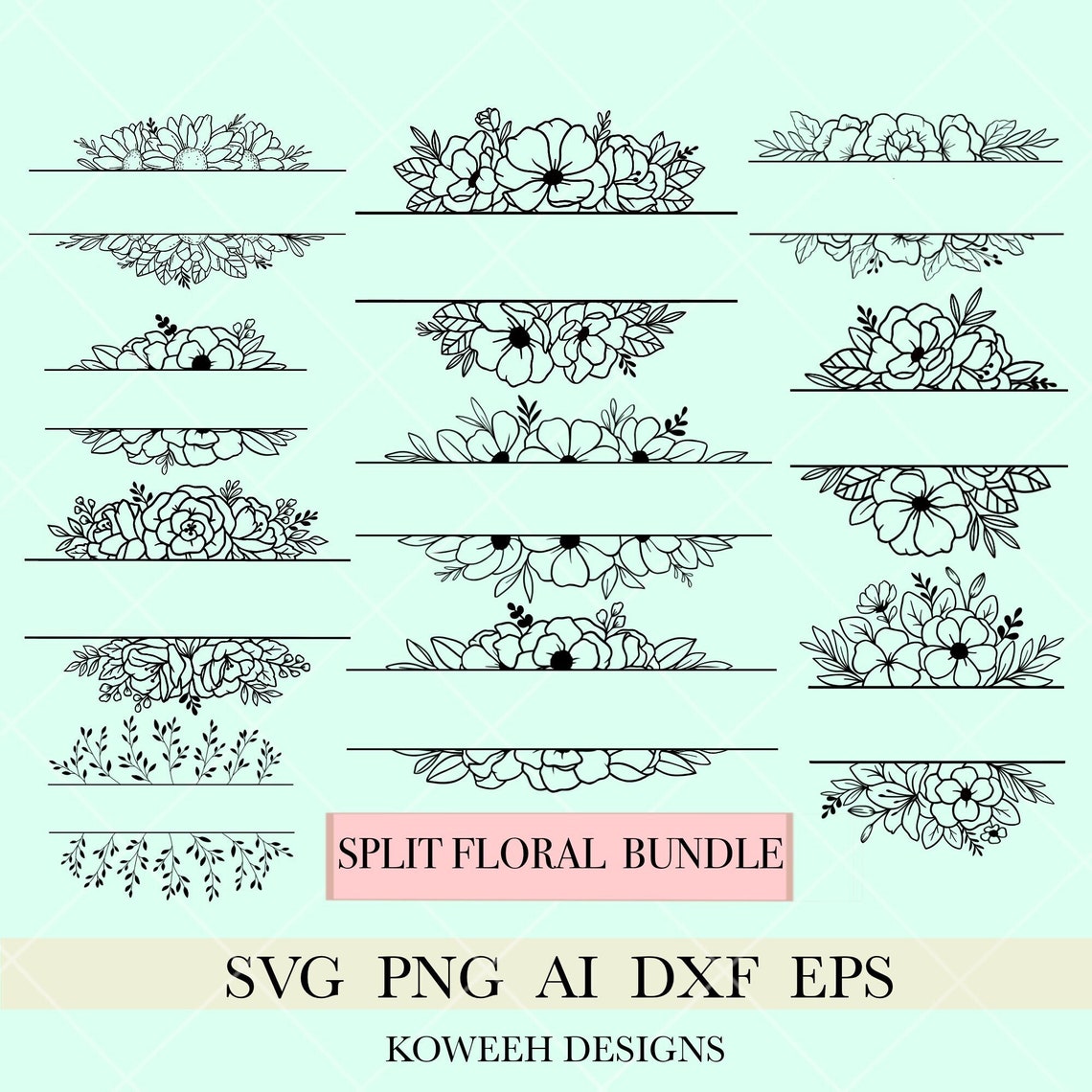 Split Floral Frame Svg Floral Border Svg Floral Frame Svg - Etsy