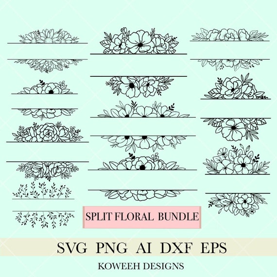 Split Floral Frame Svg Floral Border Svg Floral Frame Svg - Etsy Finland