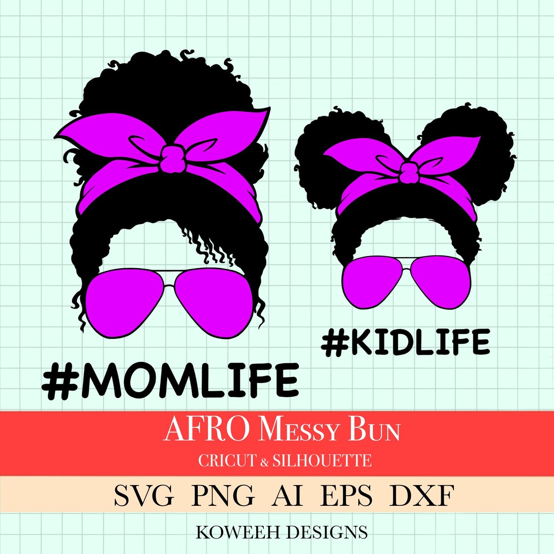 Afro Messy Bun Mom Life Svg Png African American Messy Bun Etsy