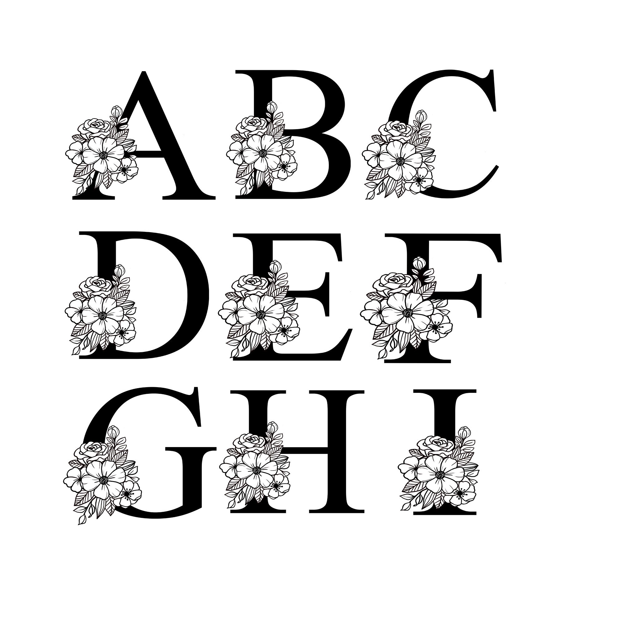 FLORAL ALPHABET SVG Floral Letters A-Z Svg Flower Alphabet - Etsy