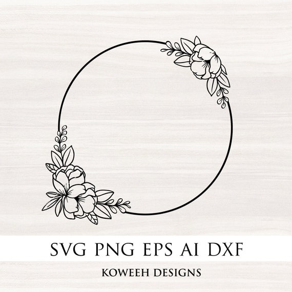 Floral Circle Frame Svg Floral Border Svg Flower Border Svg | Etsy