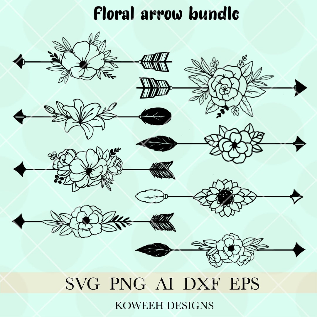 Floral Arrow Svg Bundle, Flower Arrow Svg, Arrows Svg, Papercut ...