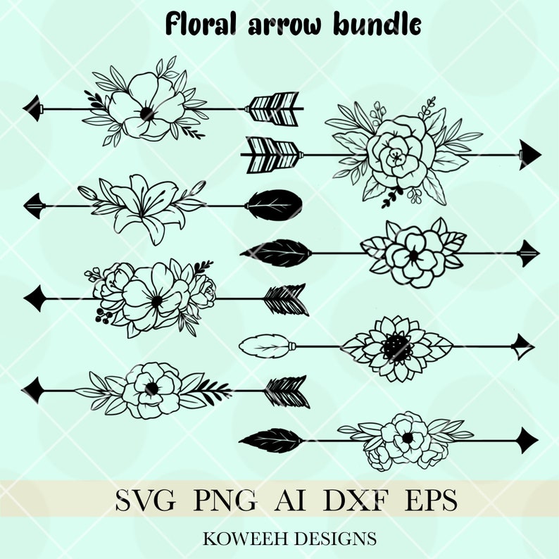 Floral Arrow Svg Bundle Flower Arrow Svg Arrows Svg - Etsy