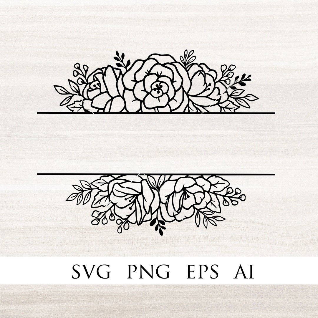 Split Floral Frame Svg, Floral Monogram Border, Floral Border Svg ...