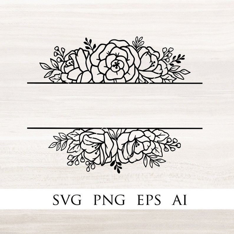 Split Floral Frame Svg Floral Monogram Border Floral Border - Etsy