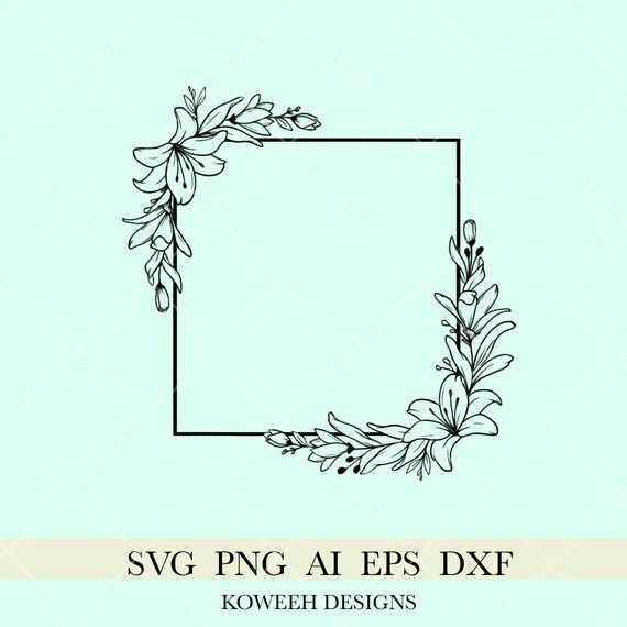 Floral Frame Svg Square Floral Frame Svg Frame Bundle Svg | Etsy
