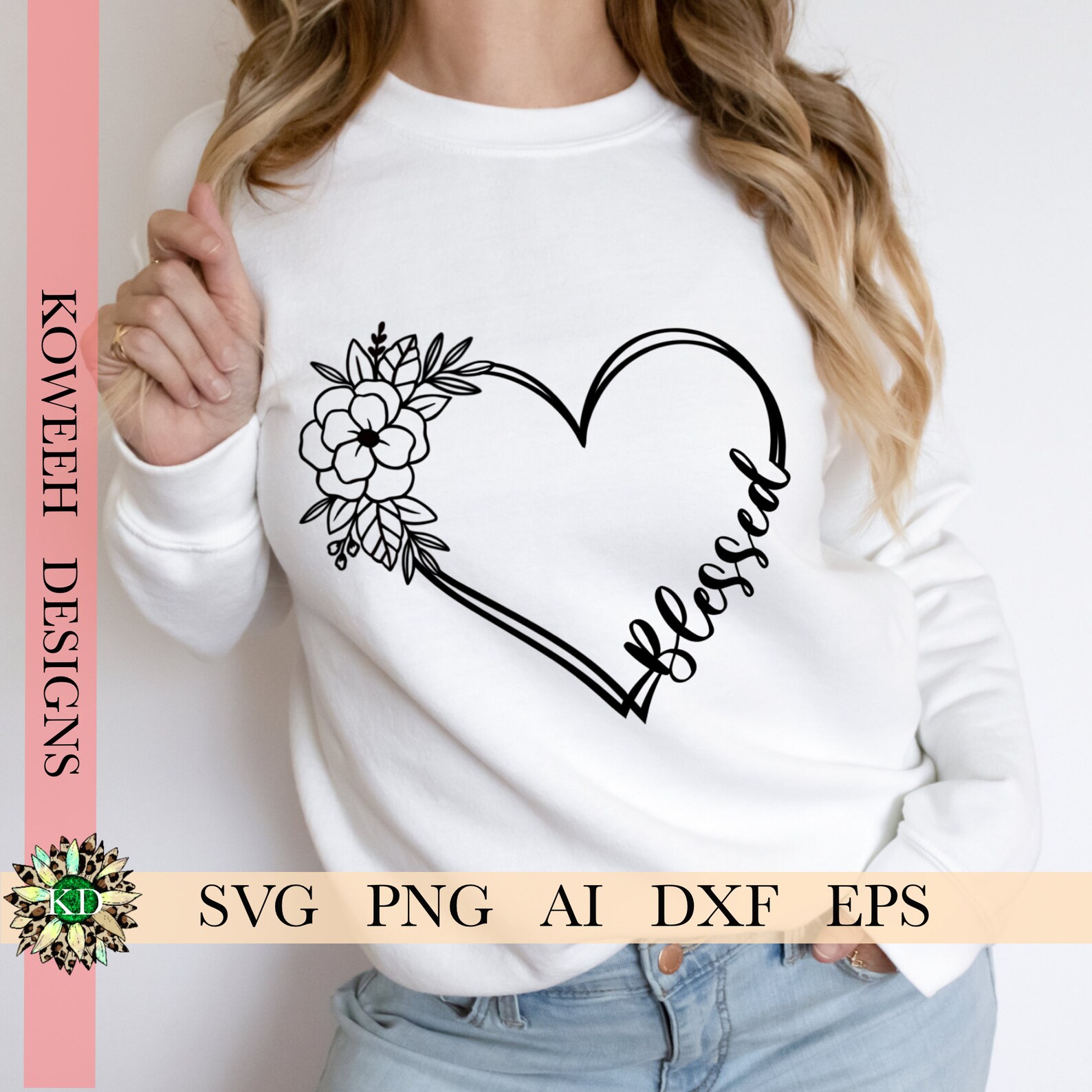 Blessed Heart Svg Blessed Svg Blessed Floral Svg - Etsy