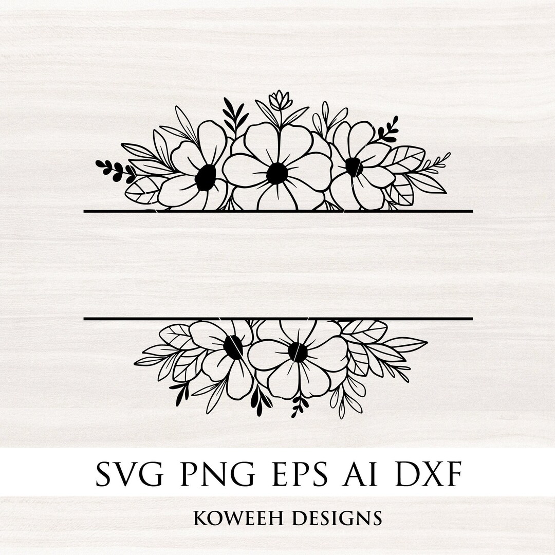 Split Floral Frame Svg, Floral Border Svg, Wedding Border Svg, Floral ...