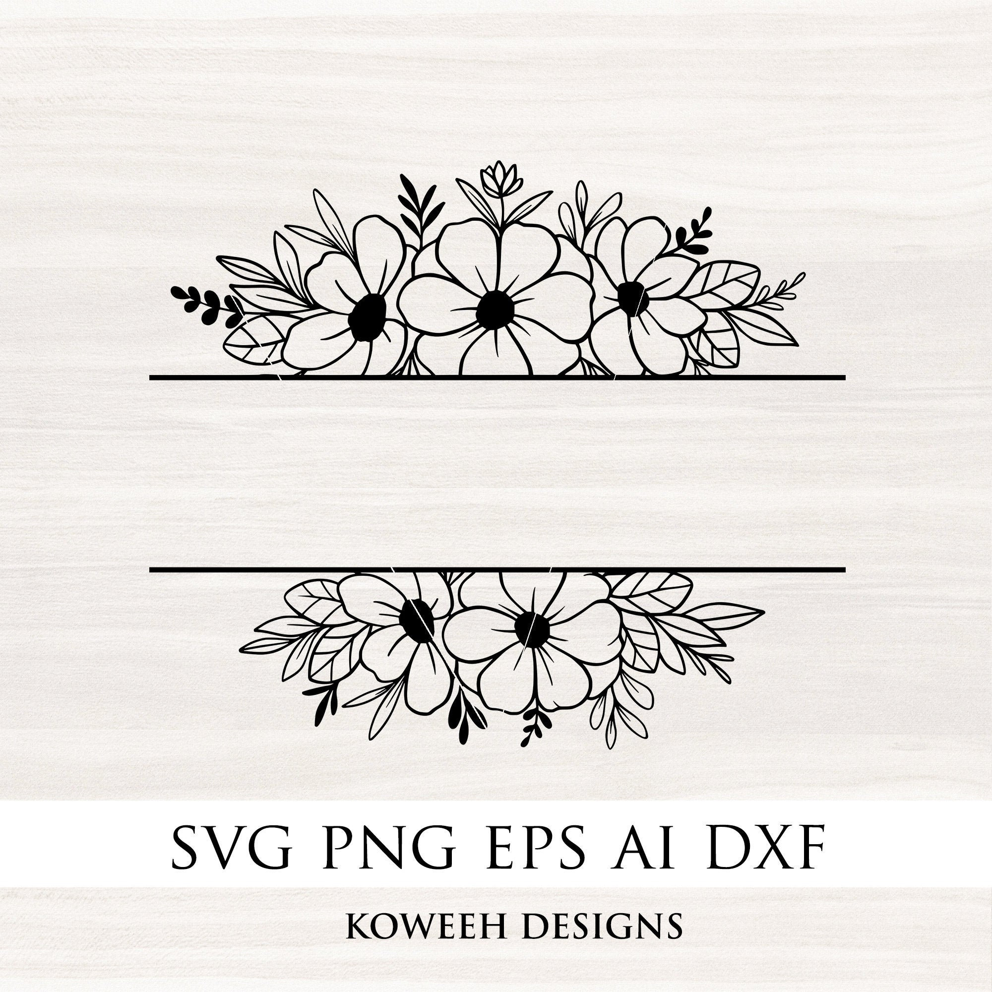 Split Floral Frame Svg Floral Border Svg Wedding Border Svg - Etsy