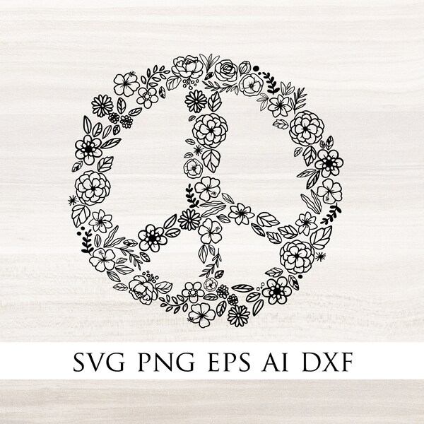 Floral Peace Sign - Etsy