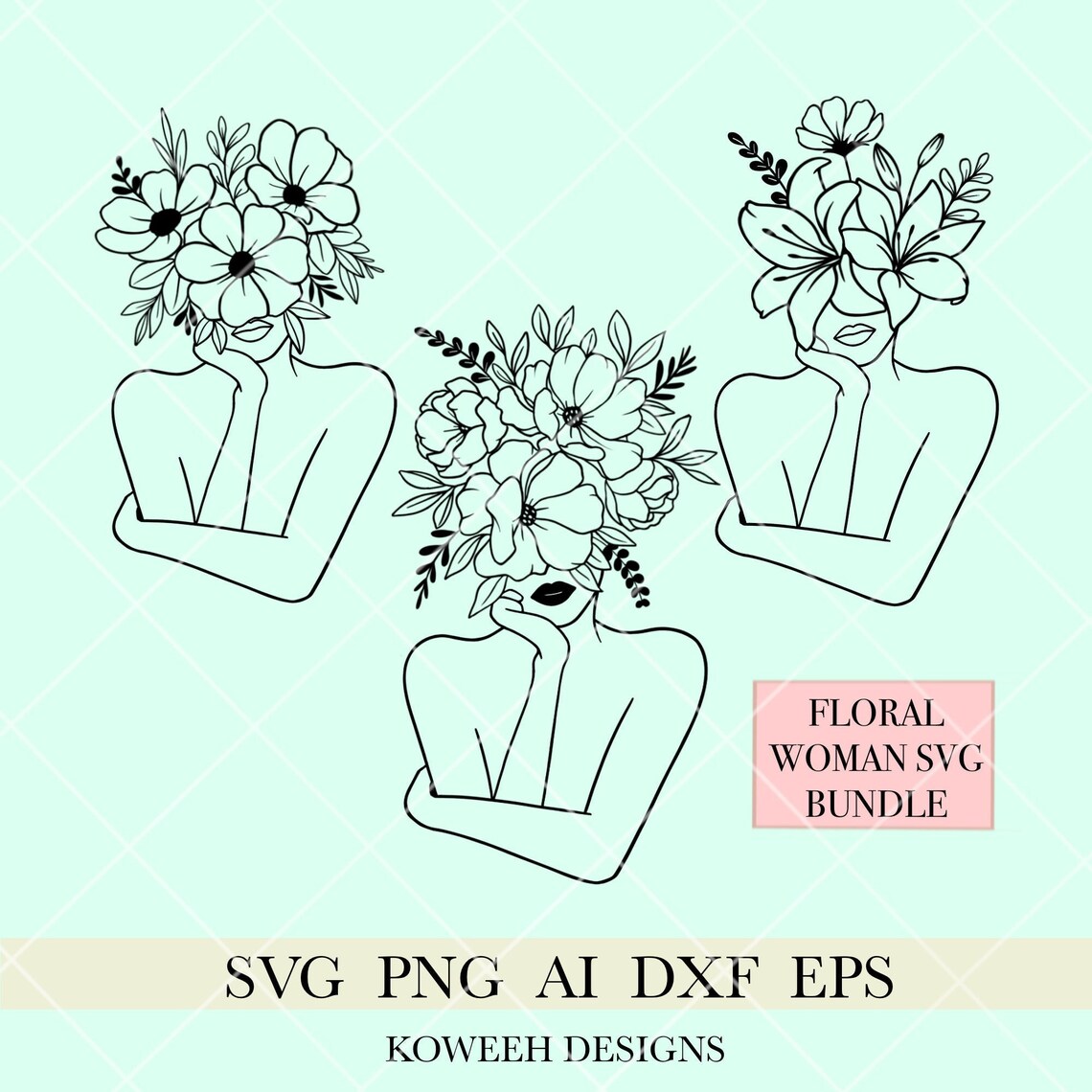 Floral Woman Svg Bundle Flower Woman Svg Floral Woman Logo - Etsy