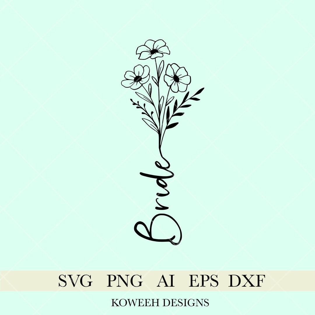 Floral Bride Svg, Bride Svg, Wildflowers Svg, Digital Download, Svg for ...
