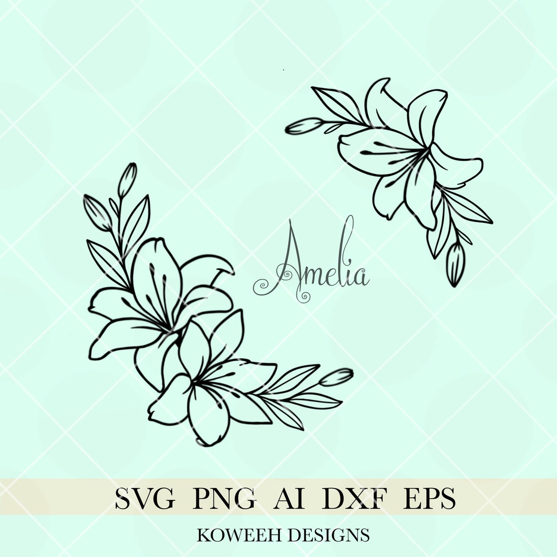 FLORAL BORDER Svg Flower Borders Svg Lily Svg Flower Cut - Etsy