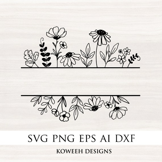 split name frame svg split flower monogram svg floral monogram wedding ...