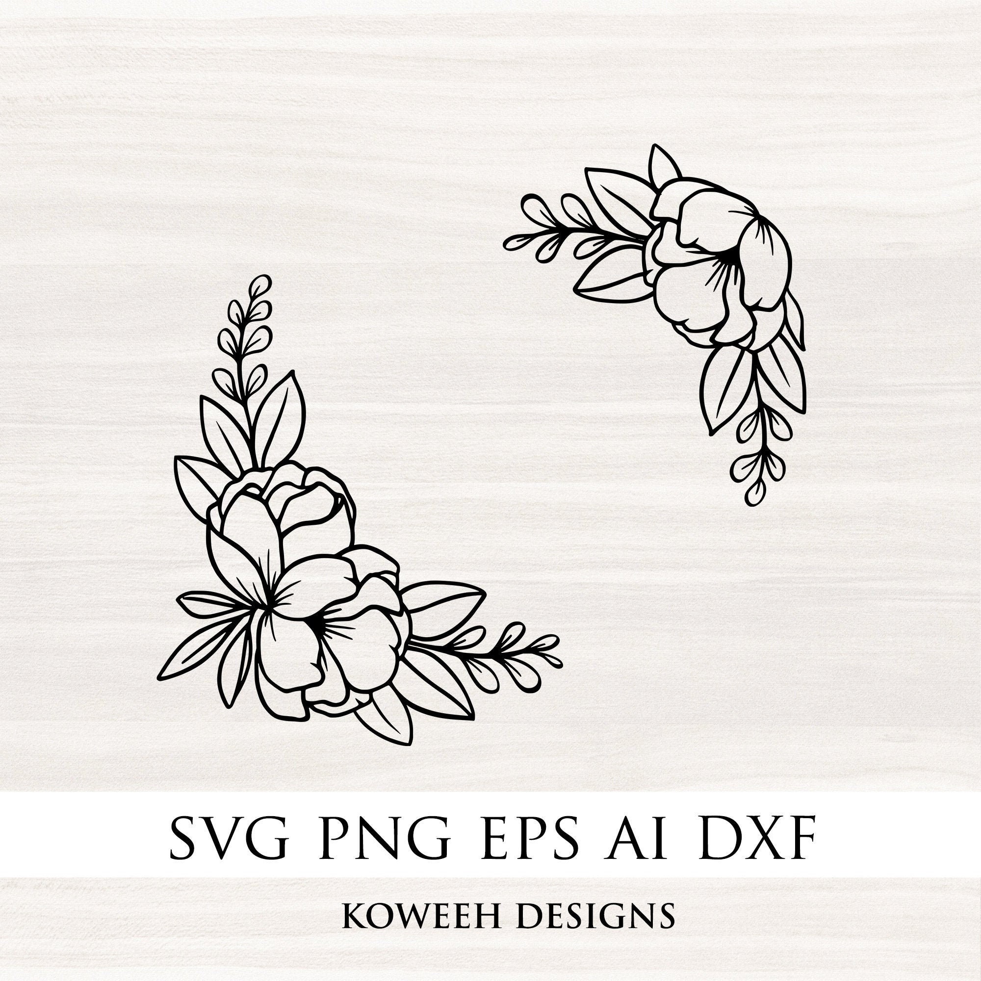 FLORAL BORDER Svg Floral Corner Svg Wedding Border Svg | Etsy Canada