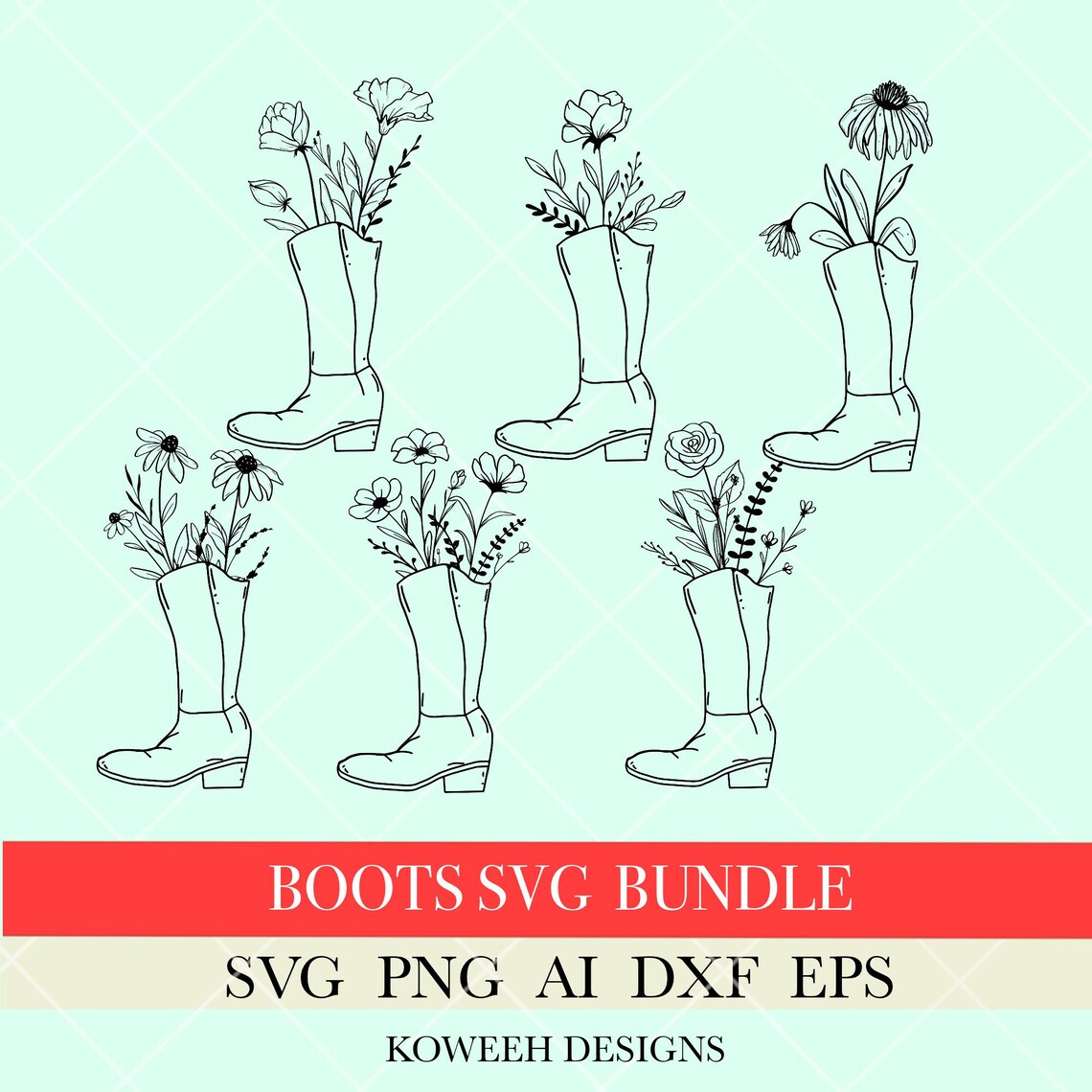 Floral Cowboy Boots Svg Bundle Flower Boots SVG Cowboy Boots - Etsy