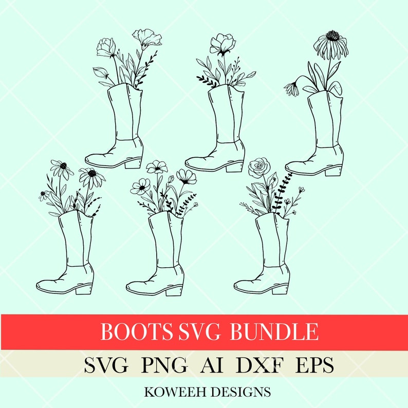 Floral Cowboy Boots Svg Bundle Flower Boots SVG Cowboy Boots - Etsy