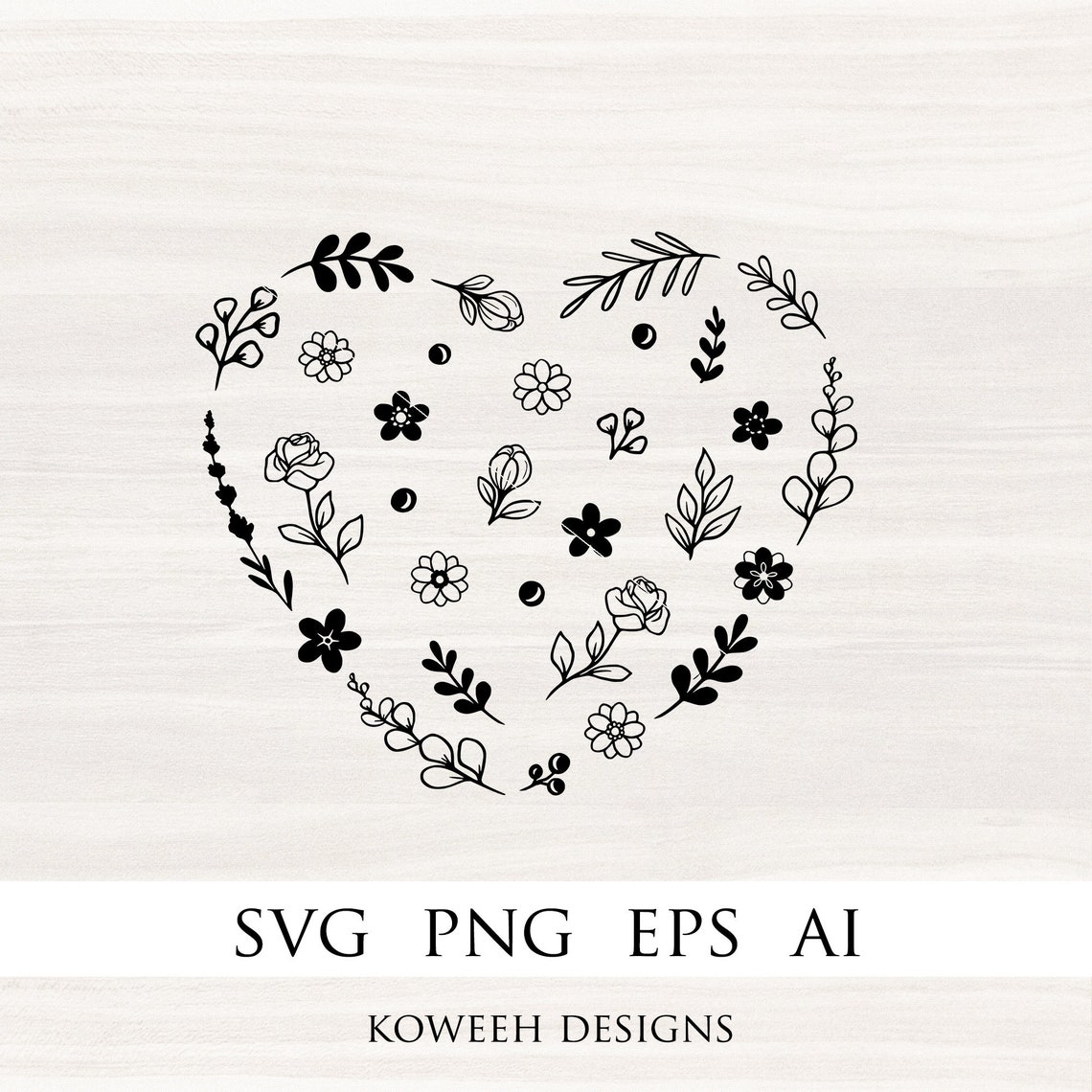 Floral Heart Svg Flower Heart Svg Love Svg Valentine Svg - Etsy