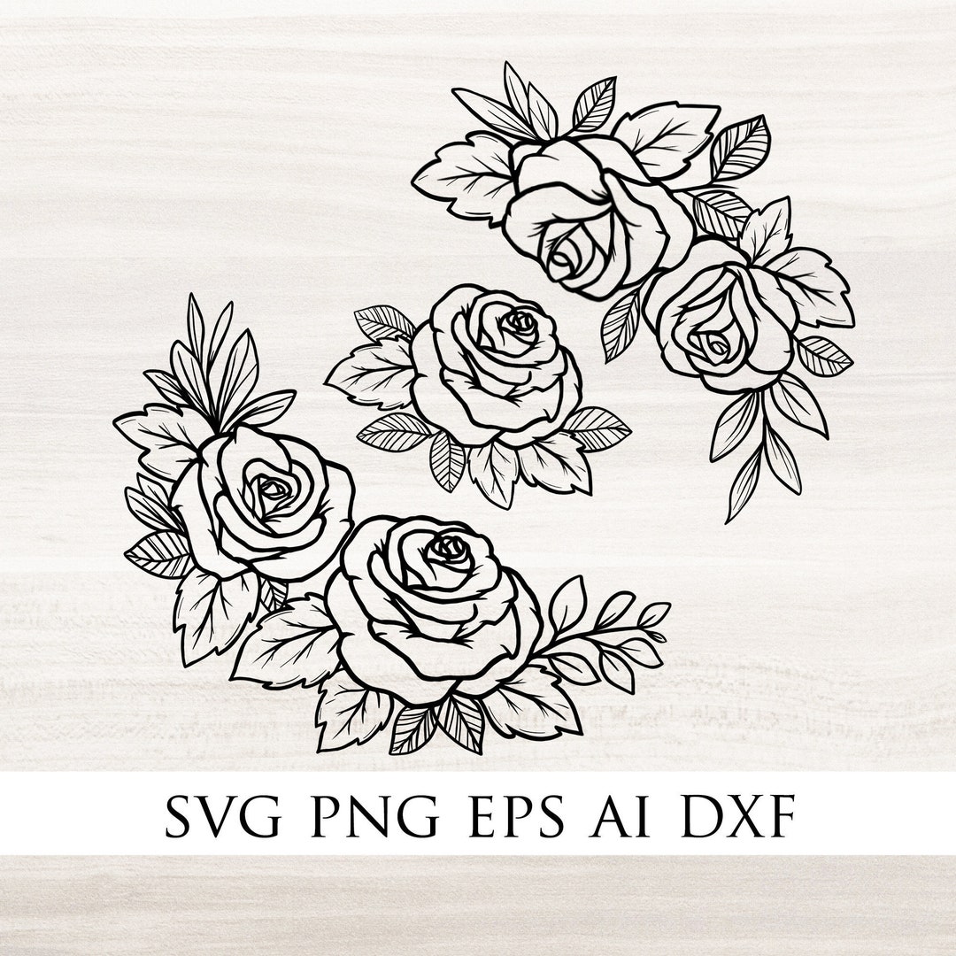 FLORAL BORDER Svg, Rose Border Svg, Rose Bundle Svg, Flower Svg, Flower ...
