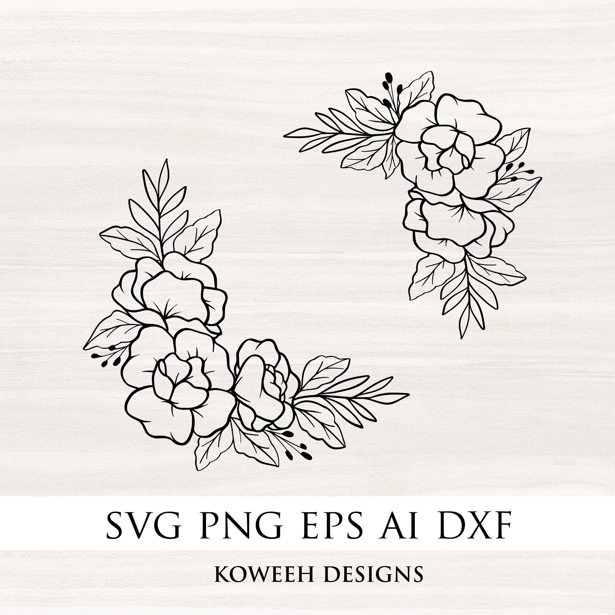 Collage Visual Arts Svg cut files Flower Set Svg Floral frame svg ...