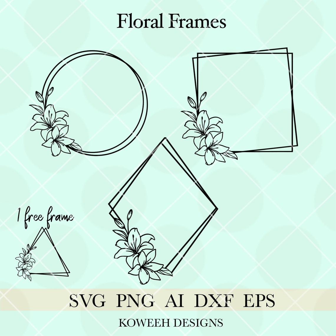 Floral Frame Svg Floral Frame Bundle Square Frame Svg - Etsy