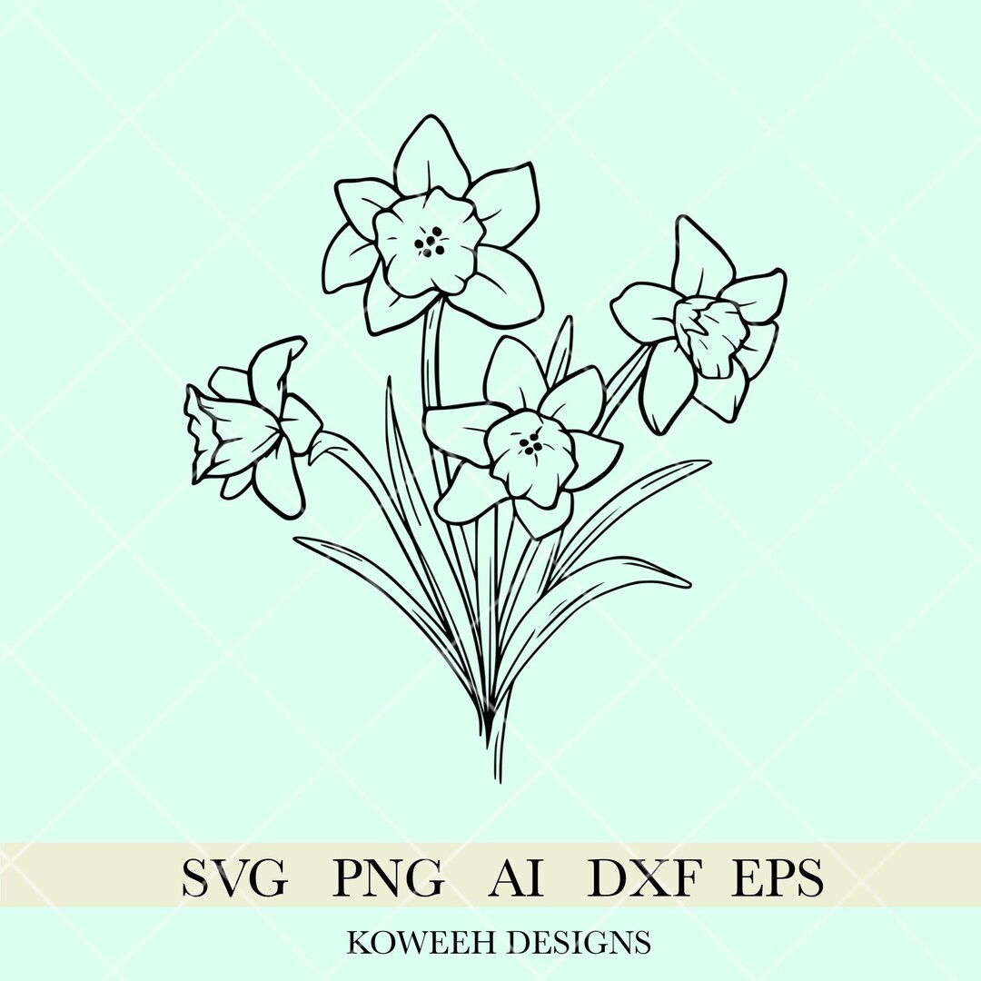 Daffodil Svg, Flower Bouquet Svg, Floral Bouquet Svg, Daffodil Flower ...