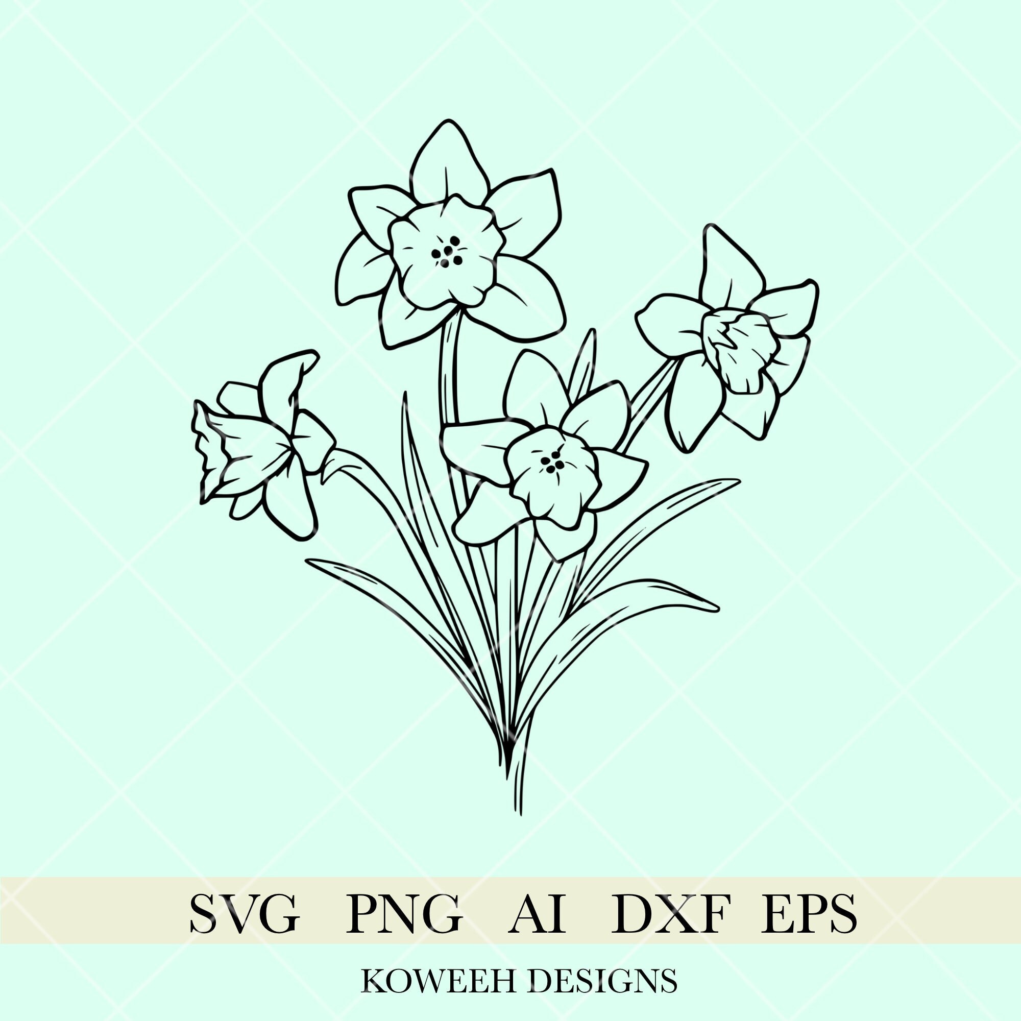 Daffodil Svg Flower Bouquet Svg Floral Bouquet Svg Daffodil - Etsy