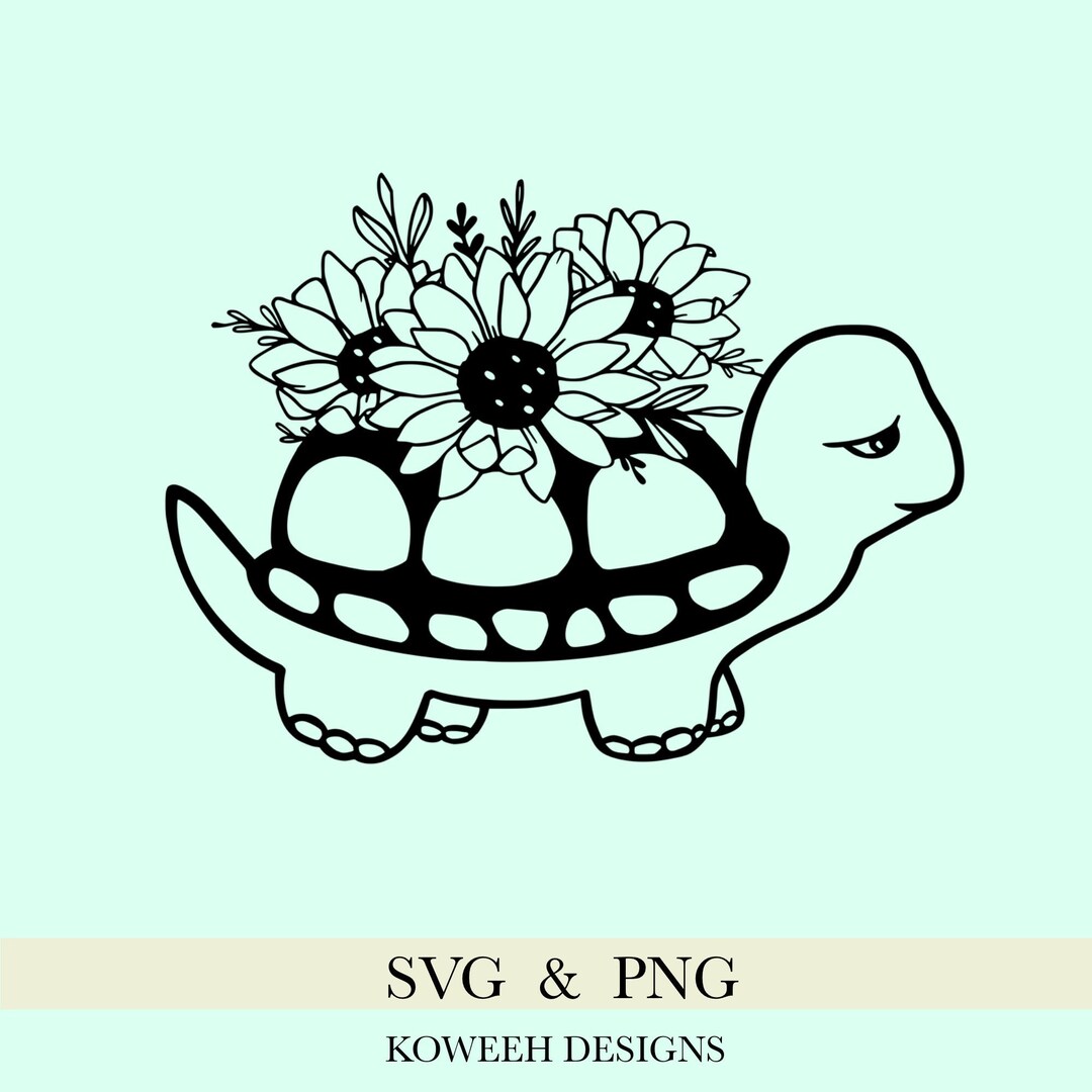 Floral Turtle SVG, Turtle Svg, Sunflower Turtle Clipart, Turtle Svg ...