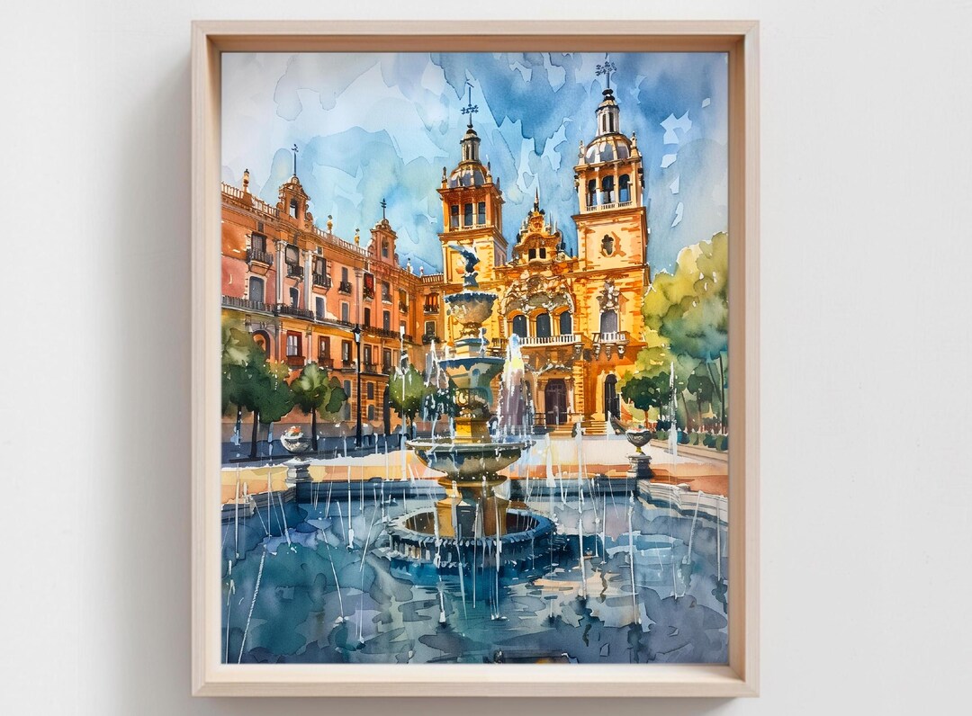 Valencia Wall Art, Spain Watercolor Painting, Travel Poster, Modern Art ...