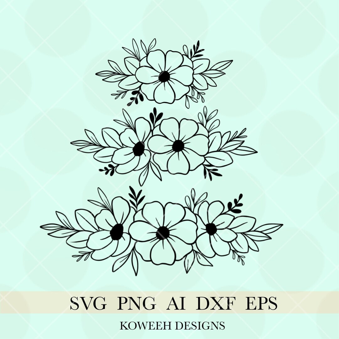 FLORAL BORDER Svg, Floral Divider Svg, Flower Cut File, Flower Bundle ...