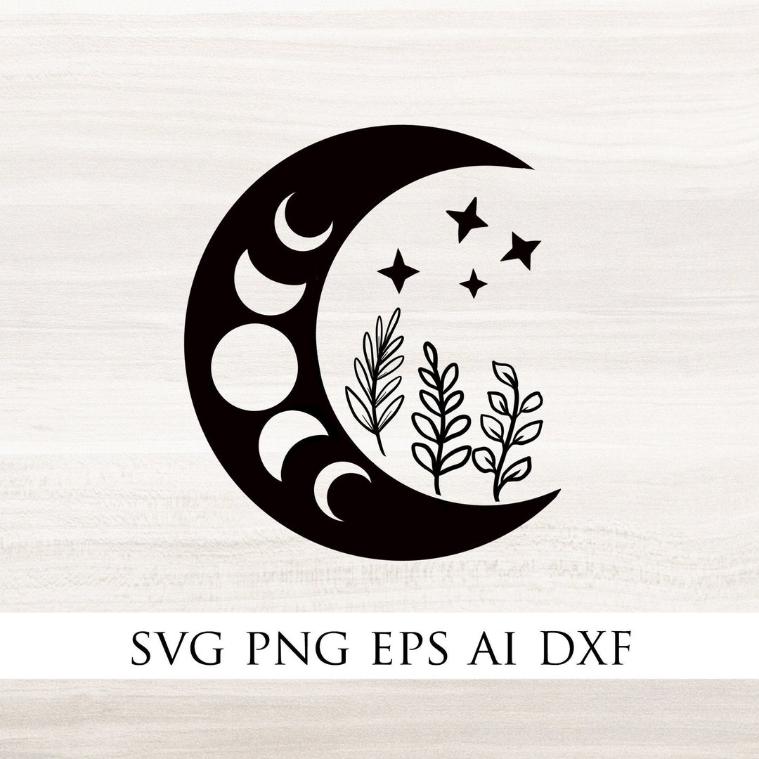 Moon Svg Phase, Crescent Moon Svg, Moon Svg Bundle, Moon Monogram Svg ...