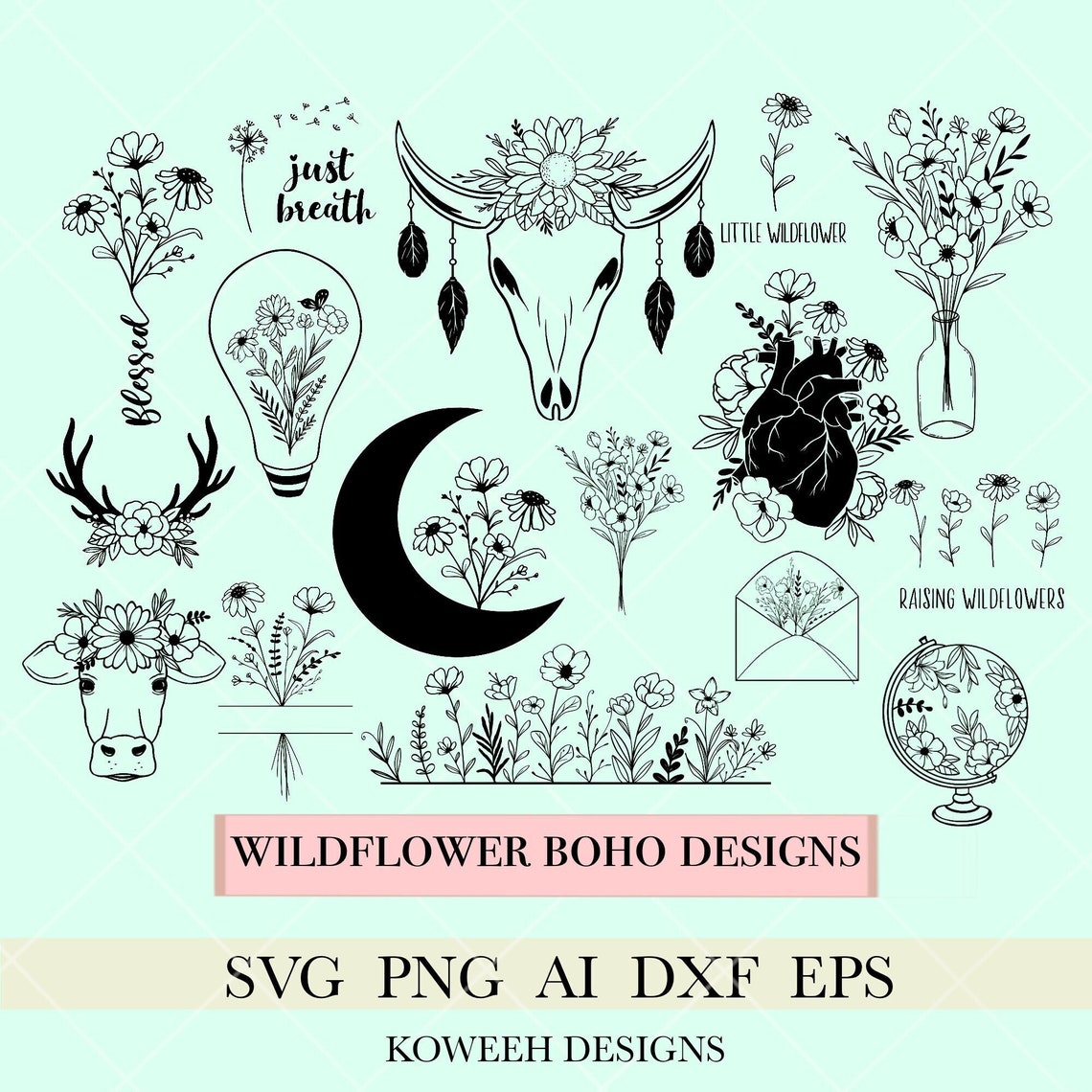 Wildflower Svg Bundle Wildflower Svg Wildflower Boho Svg - Etsy