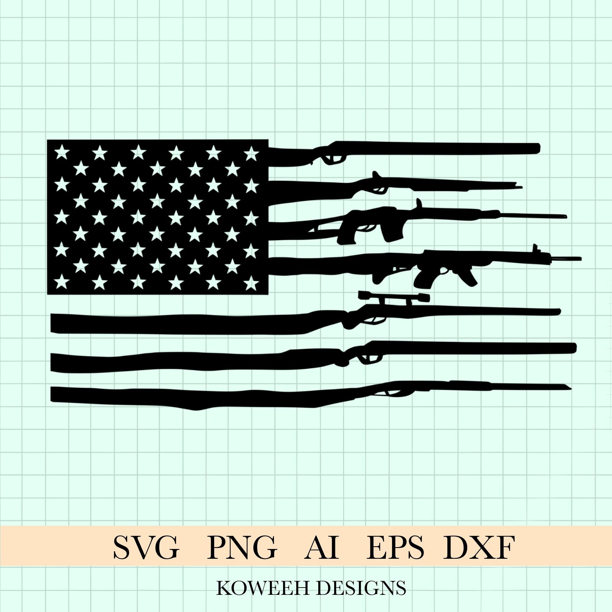 Distressed American Flag Gun Svg