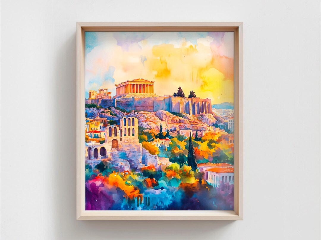 Parthenon Wall Art, Greece Watercolor Painting, Poster Print, Birthday ...